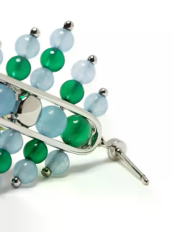 ZEEMOU ZENG 18kt White Gold Diamond Pave Peridot And Chalcedony Dangle Earrings