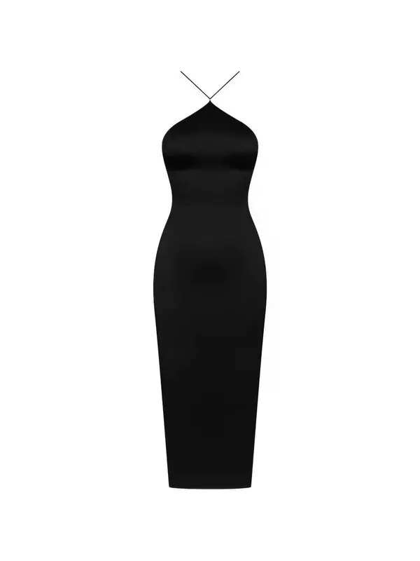 MAISON CLOSE Halterneck Midi Dress With Open Back - Black