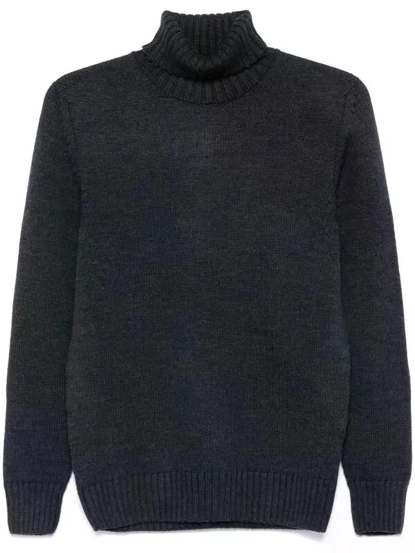 DRUMOHR Merino Wool Ribbed Knit Roll Neck Sweater