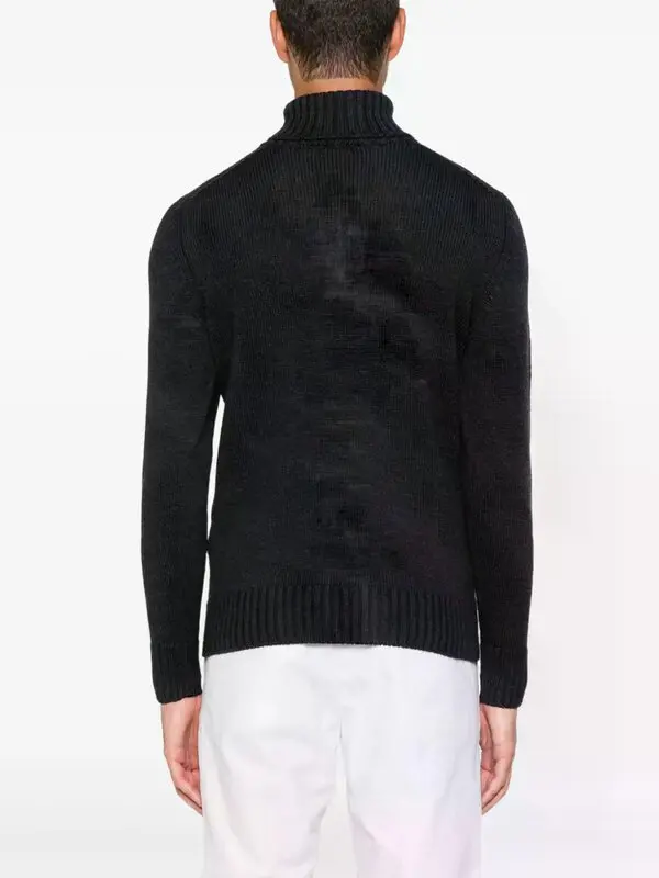 DRUMOHR Merino Wool Ribbed Knit Roll Neck Sweater