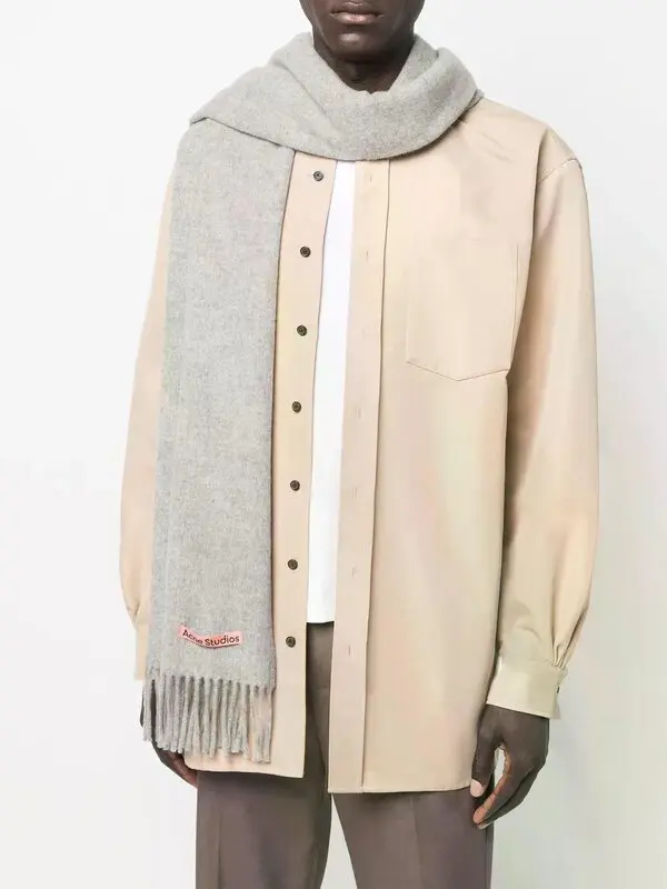 Acne Studios Fringe Wool Scarf Narrow - Grey