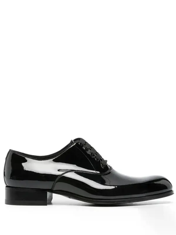TOM FORD Patent Leather Oxford Shoes - Black
