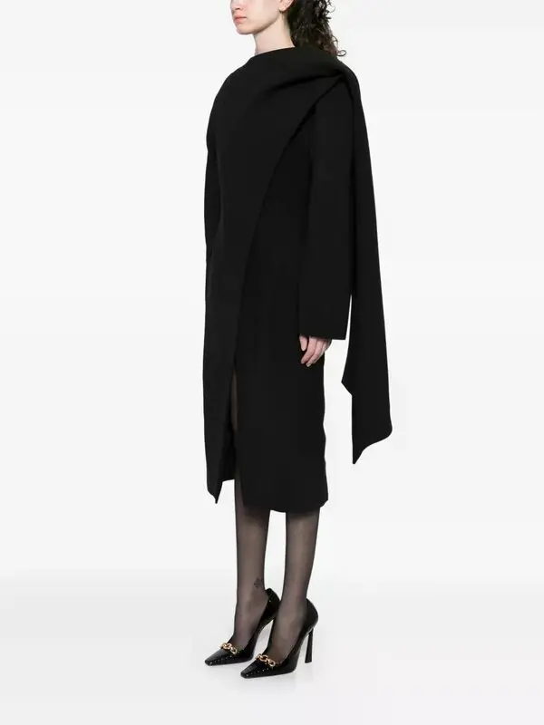 MUGLER Wool Blend Scarf Collar Coat