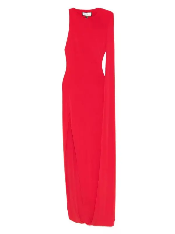 NISSA One-sleeve Maxi Dress With Side Slit - Red