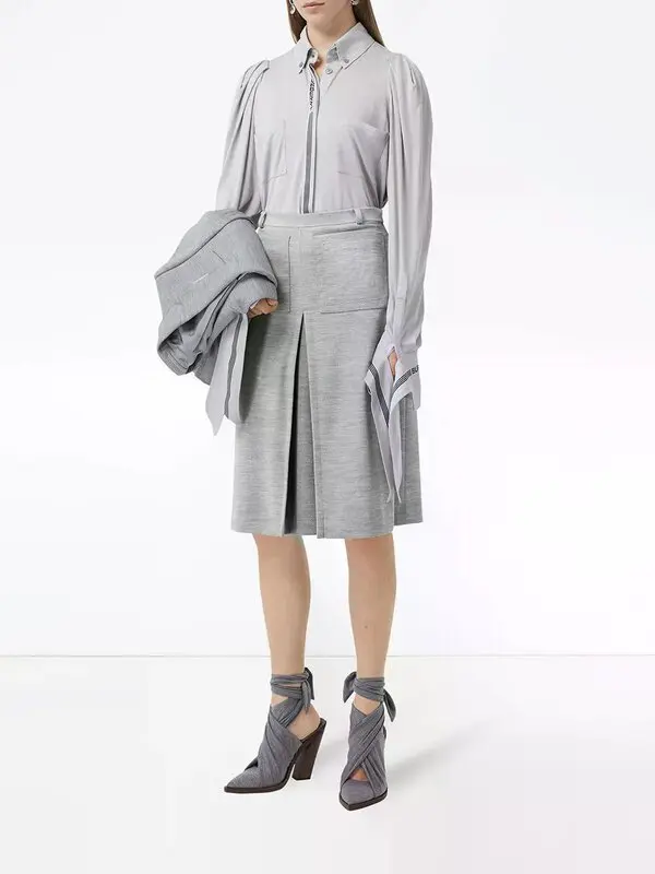 Burberry Box Pleat Wool-blend Skirt