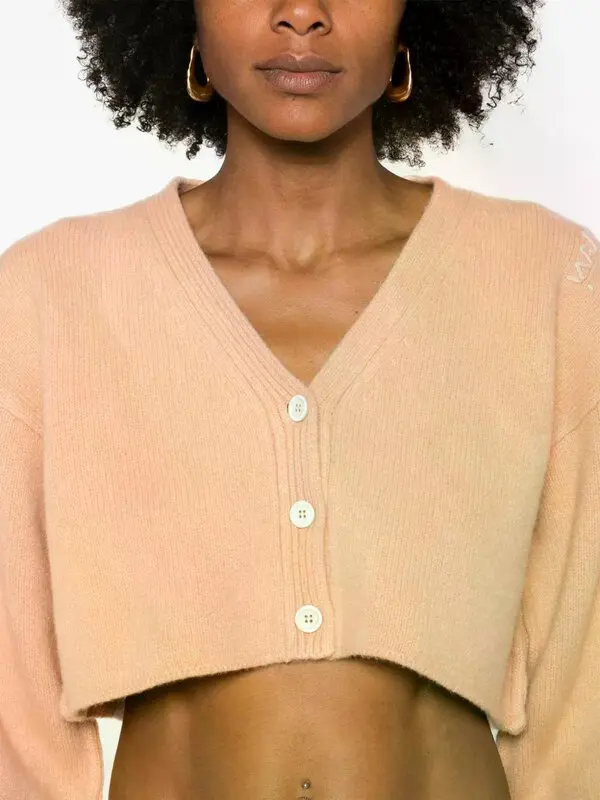 Marni Logo-embroidered Cropped Virgin Wool Cardigan
