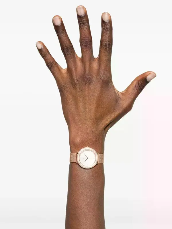 DANIEL WELLINGTON Rose Gold Plated Stainless Steel Mesh Watch With Crystal Bezel - White