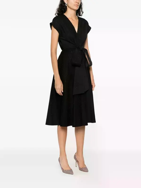 NISSA Rhinestone Embellished V-neck Midi Dress
