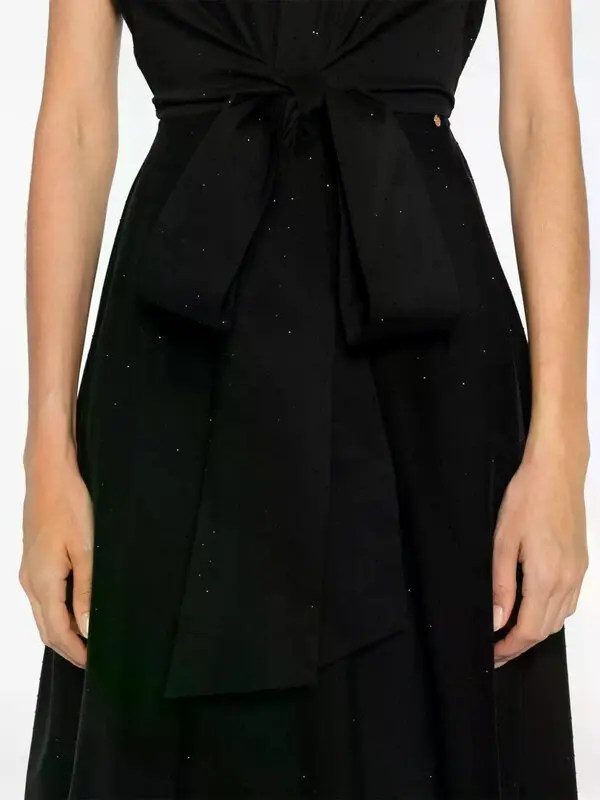 NISSA Rhinestone Embellished V-neck Midi Dress