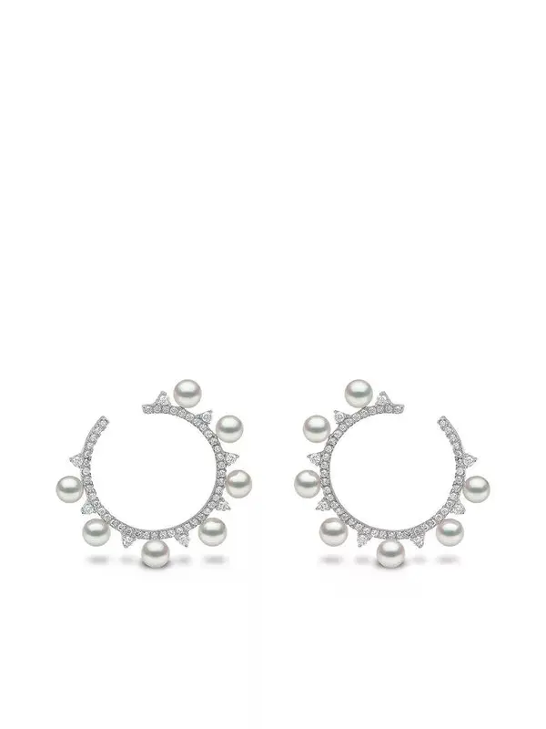 Yoko London 18kt White Gold Akoya Pearl And Diamond Hoop Earrings - Silver