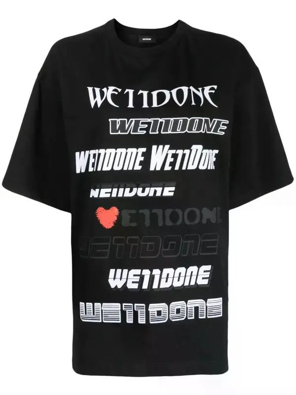 We11Done Logo-print Cotton T-shirt - Black
