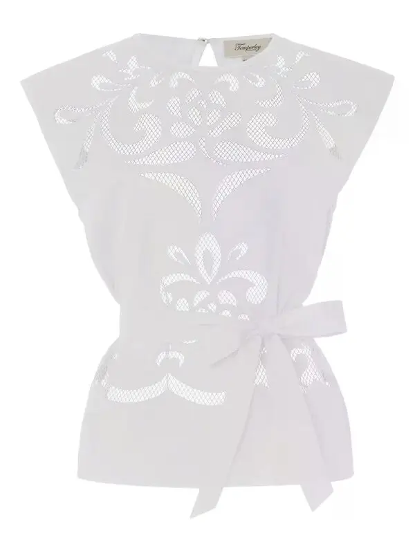 TEMPERLEY LONDON Embroidered Belted Top - White