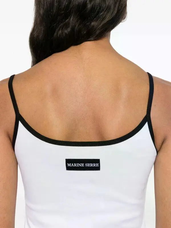 MARINE SERRE Moon-logo Ribbed Scoop Neck Camisole