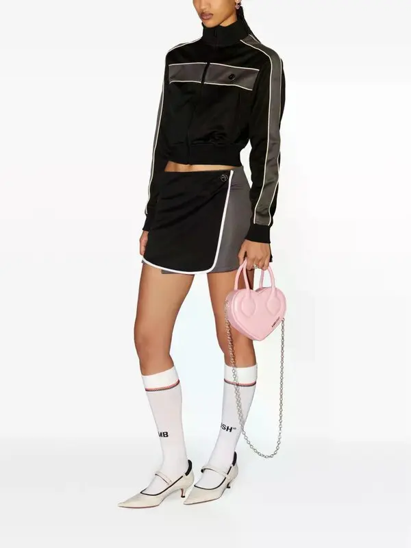 AMBUSH Zip-up Striped Cropped Sweatshirt - Black