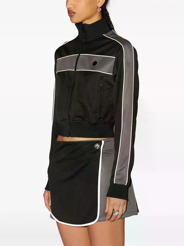 AMBUSH Zip-up Striped Cropped Sweatshirt - Black