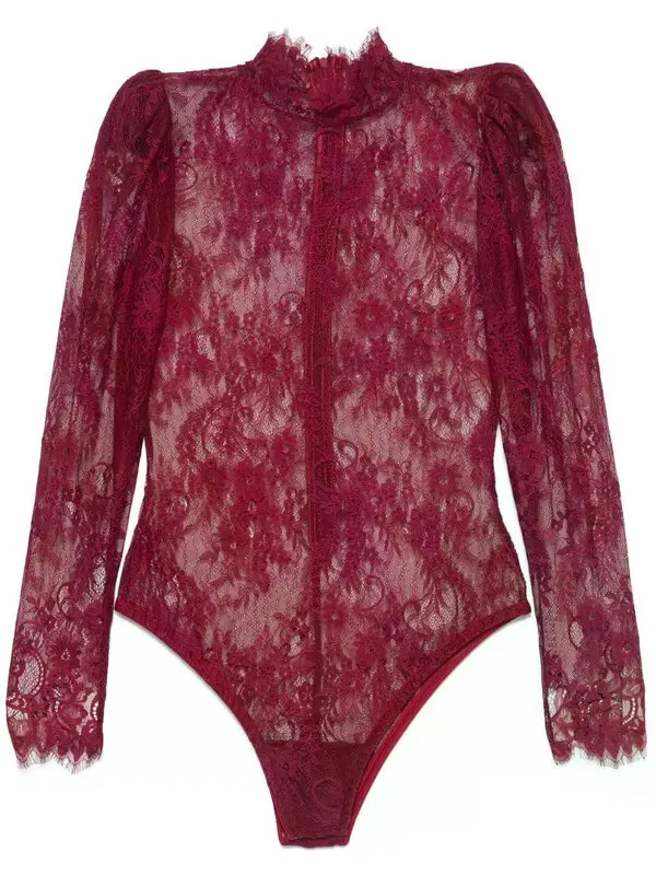 ANA RADU Chantilly Lace Bodysuit - Red