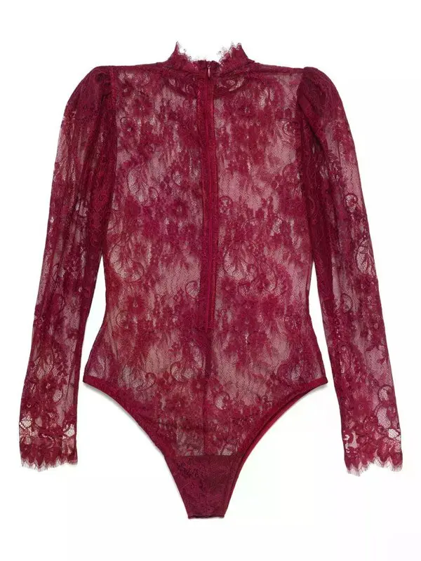 ANA RADU Chantilly Lace Bodysuit - Red