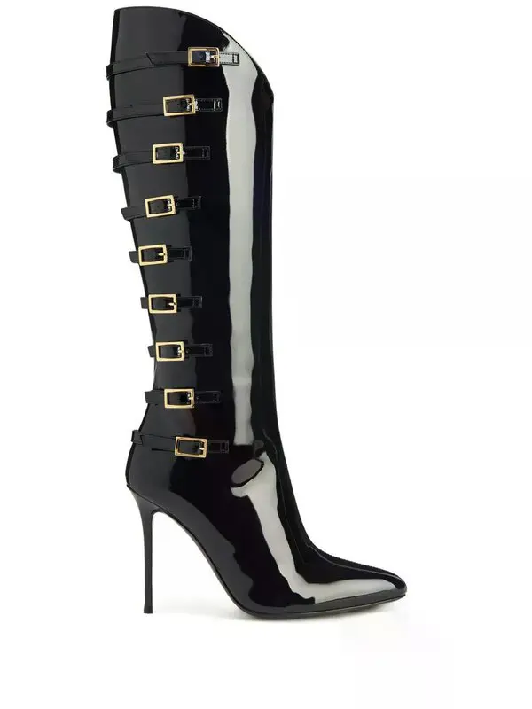 GIUSEPPE ZANOTTI Patthi 105mm Patent Leather Knee-high Boots - Black