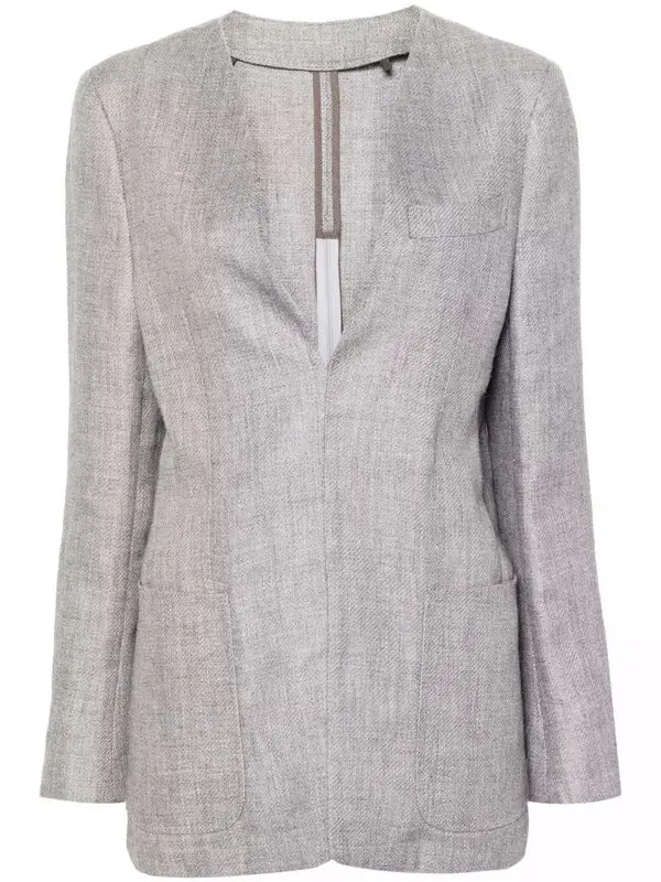 BETTTER X Zegna Collarless V-neck Blazer - Grey