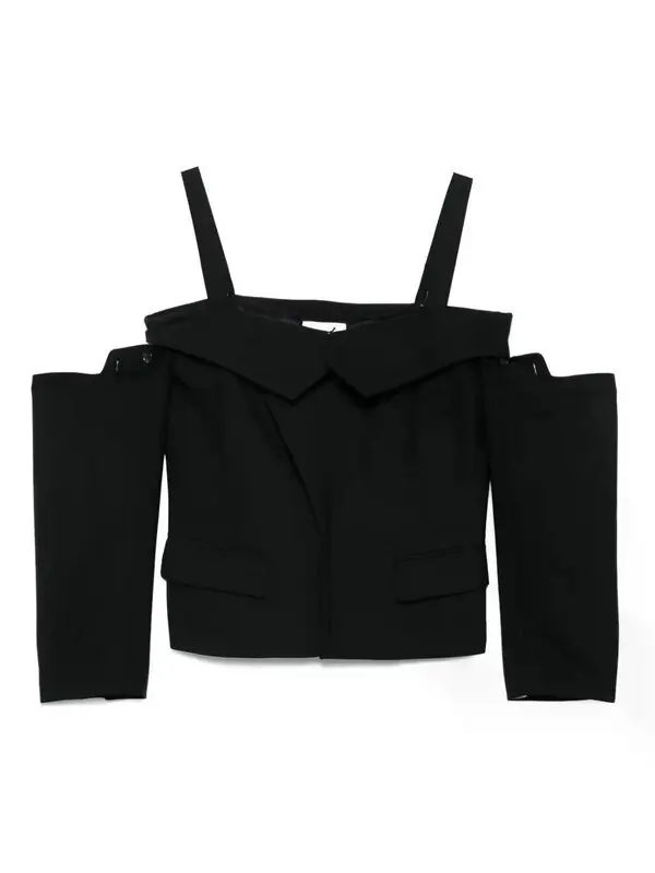 Noir Kei Ninomiya Off-shoulder Top With Long Sleeves And Flap Pockets - Black