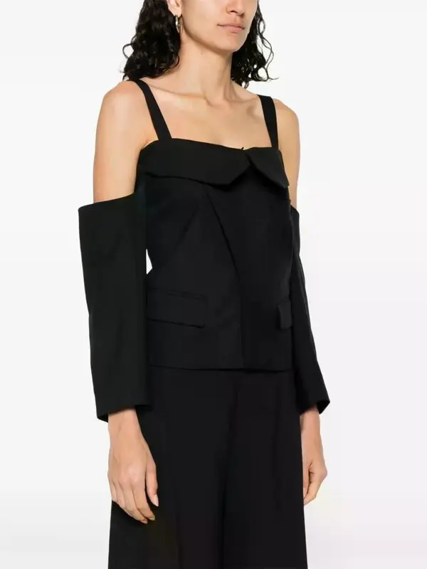 Noir Kei Ninomiya Off-shoulder Top With Long Sleeves And Flap Pockets