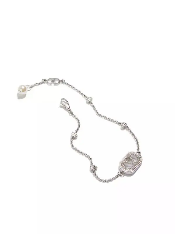 Valentino Garavani V-logo Signature Bracelet With Pearls - Grey