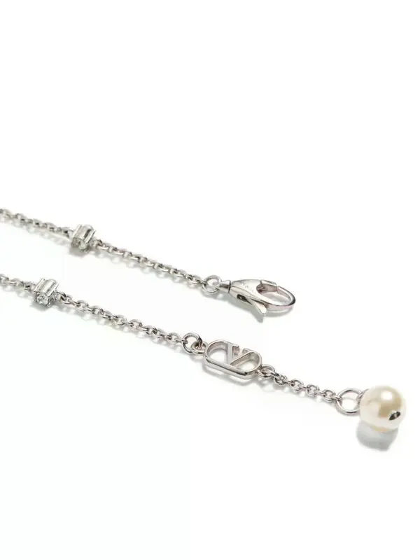 Valentino Garavani V-logo Signature Bracelet With Pearl And Crystal Detail