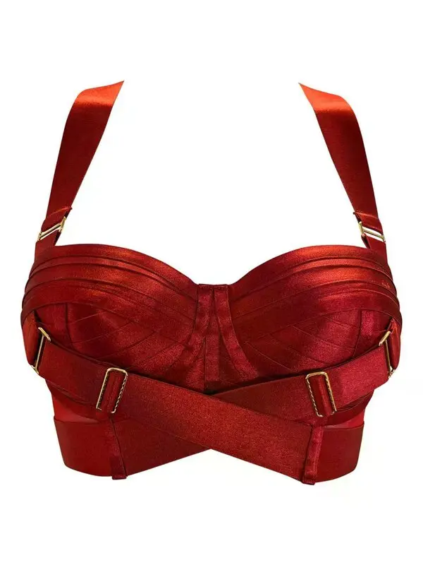 BORDELLE Panelled Bra - Red