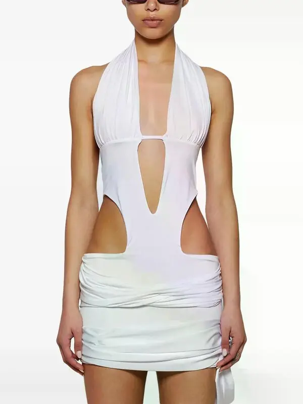 DI PETSA Halterneck Plunging V-neck Cut-out Mini Dress