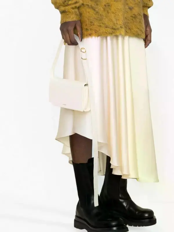 JIL SANDER Logo Stamp Leather Shoulder Bag - Neutrals