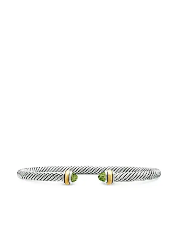 David Yurman 18kt Yellow Gold And Sterling Classic Cable Bracelet With Peridot - Silver