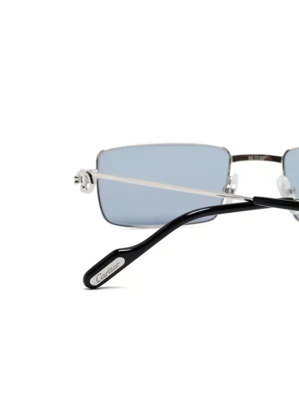 Cartier Tone Metal Rectangle Frame Sunglasses