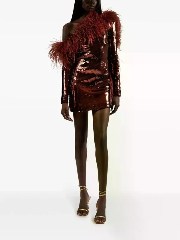 TALLER MARMO Garbo Disco Feather-trim Minidress