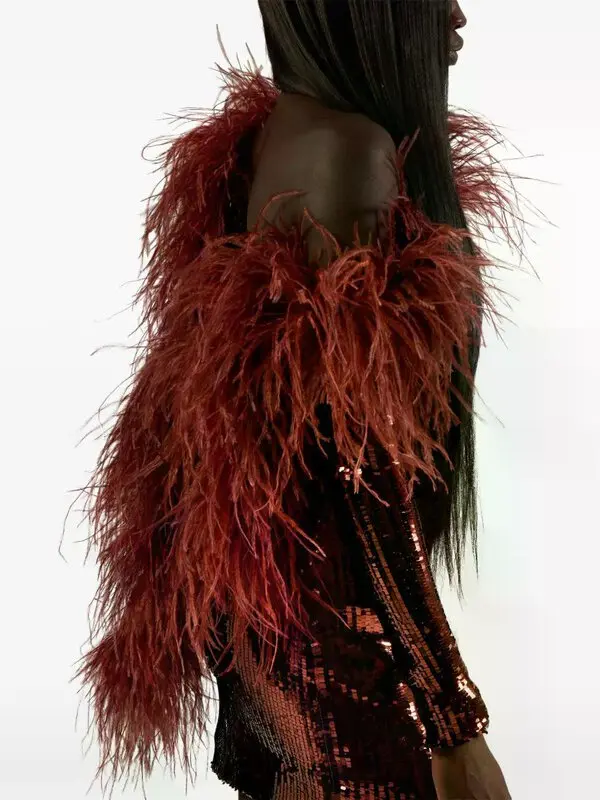 TALLER MARMO Garbo Disco Feather-trim Minidress