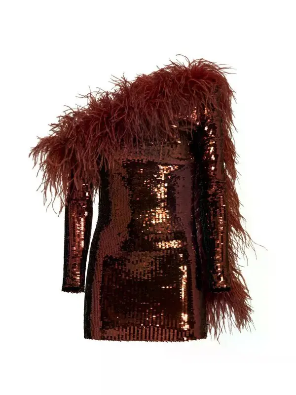 TALLER MARMO Garbo Disco Feather-trim Minidress - Red