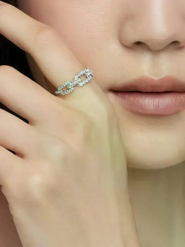 David Yurman 18kt White Gold Diamond Link Ring