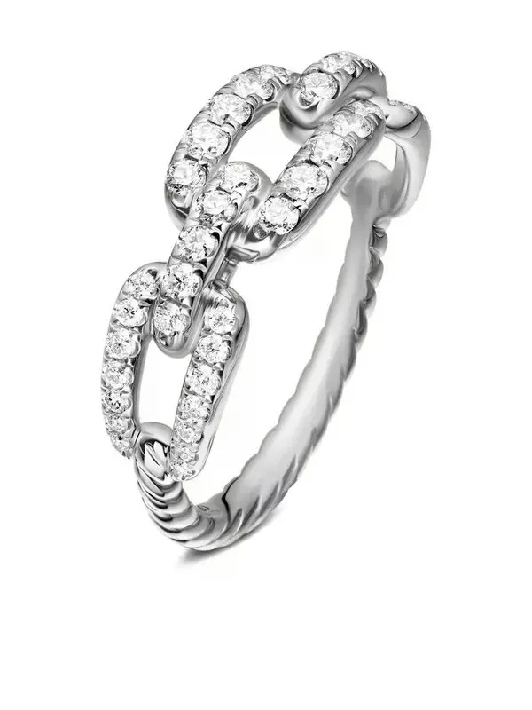 David Yurman 18kt White Gold Diamond Link Ring