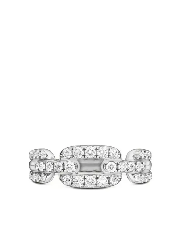 David Yurman 18kt White Gold Diamond Link Ring