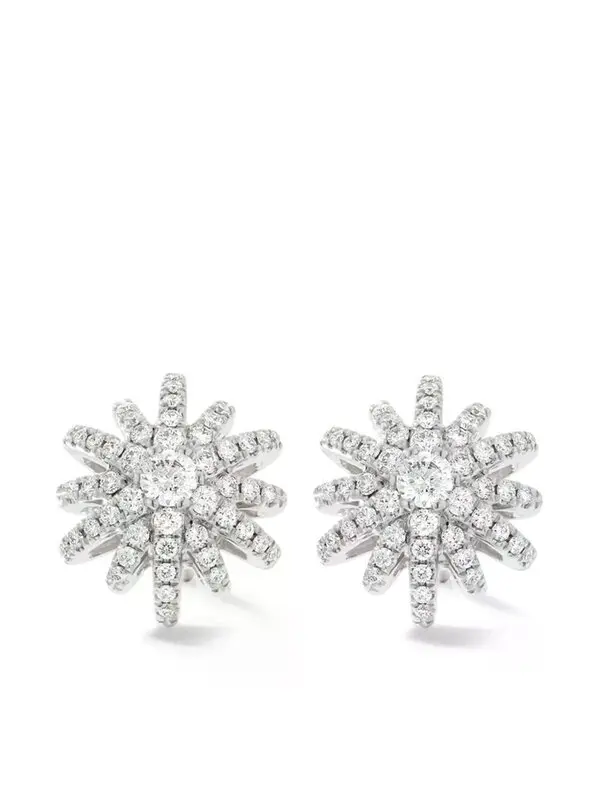 David Yurman 18kt White Gold Starburst Diamond Stud Earrings