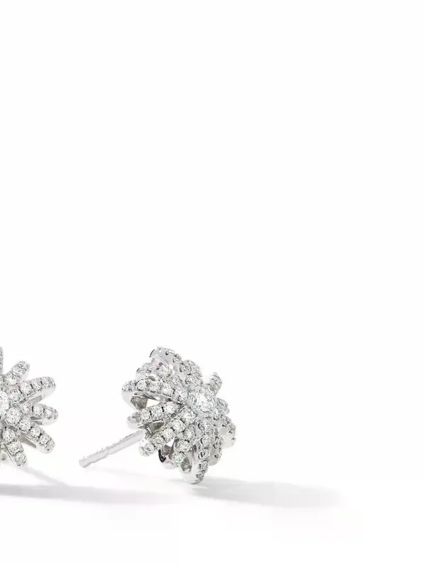 David Yurman 18kt White Gold Starburst Diamond Stud Earrings