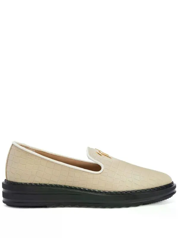 GIUSEPPE ZANOTTI Tim Embossed Crocodile Effect Loafers - Neutrals
