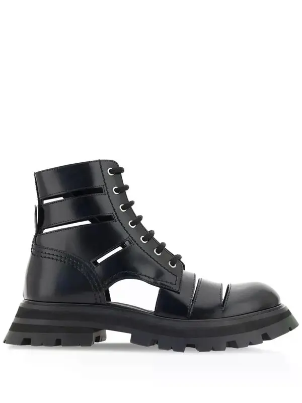 Alexander McQueen Wander Cut-out Combat Boots - Black