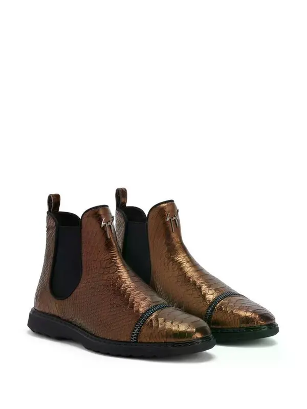 GIUSEPPE ZANOTTI Embossed Crocodile Effect Ankle Boots