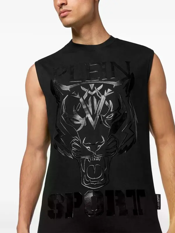 PLEIN SPORT Tiger Graphic Sleeveless Crewneck Top