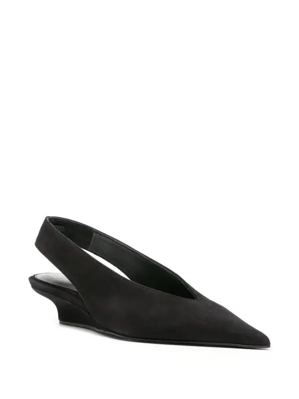 TOTEME Wedge-heel Suede Slingbacks - Black
