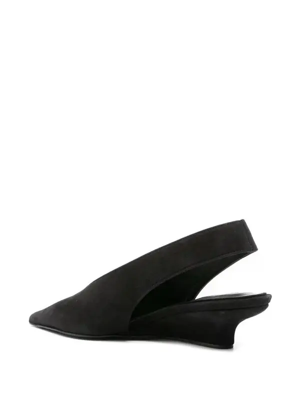 TOTEME Wedge-heel Suede Slingbacks - Black
