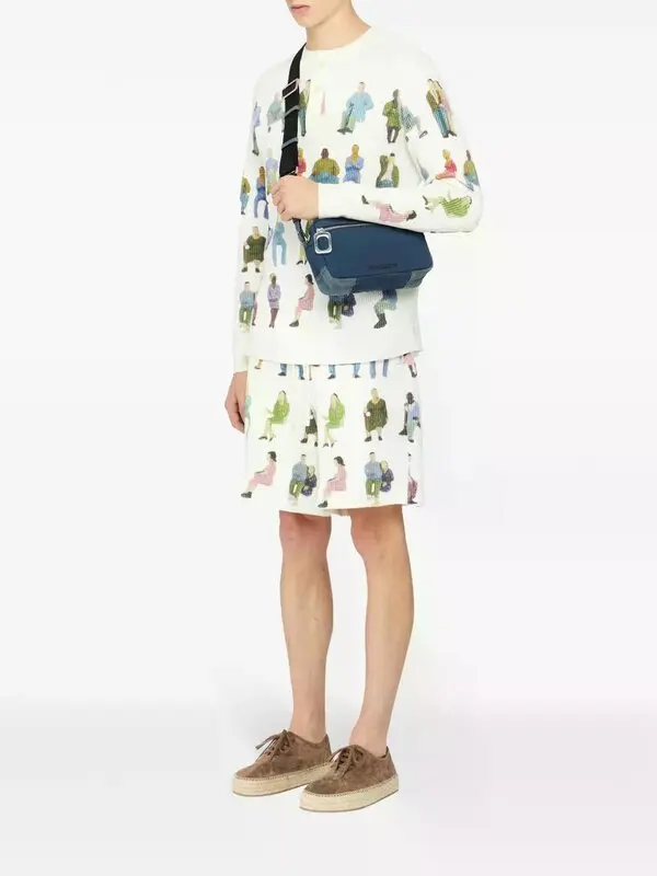 JW Anderson Waffle-texture Graphic Print Shorts - White