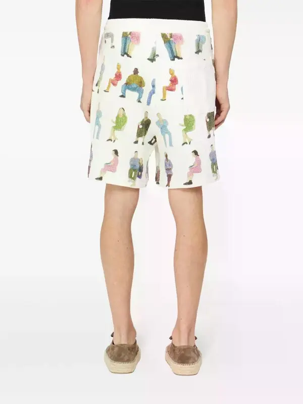 JW Anderson Waffle-texture Graphic Print Shorts