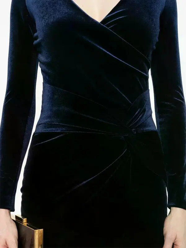 Chiara Boni La Petite Robe Velvet Midi Dress With Knot Detail - Blue
