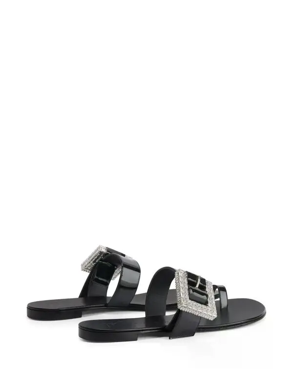 GIUSEPPE ZANOTTI Embellished Patent Sandals - Black